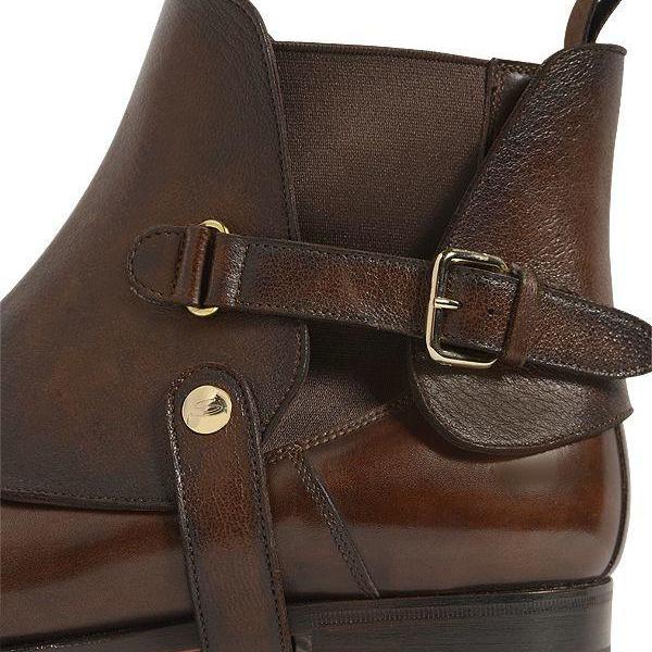 Handmade Men's Chelsea Boot,men's Dark Brown Leather Chelsea Buckle ...